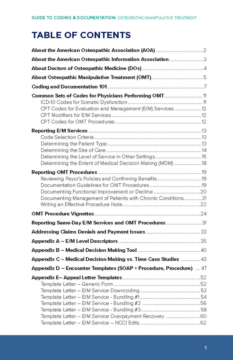 Guide To Coding And Documentation Osteopathic Manipulative Treatment